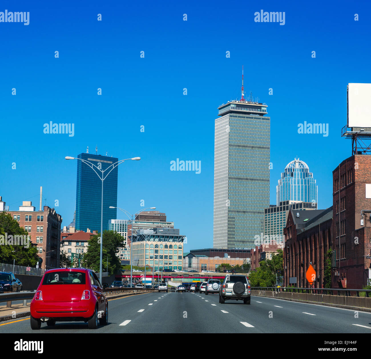 Boston downtown street car traffic in Massachusetts USA Stock Photo - Alamy