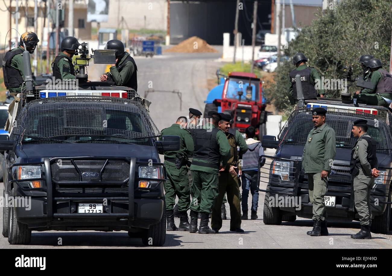 Jaber. 2nd Apr, 2015. Members of the Jordanian security forces stand ...
