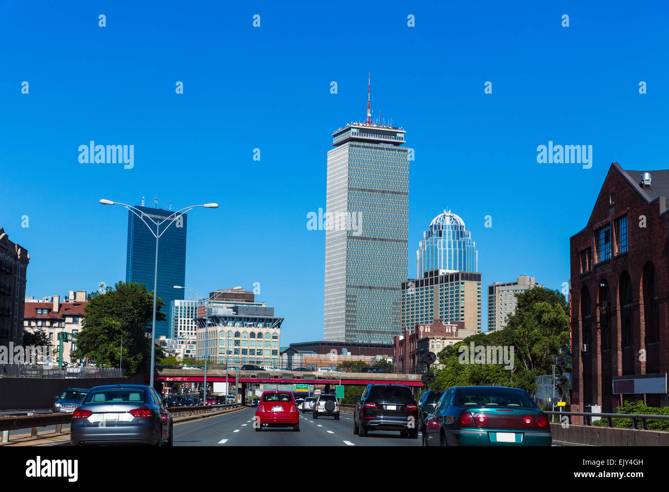 Boston downtown street car traffic in Massachusetts USA Stock Photo - Alamy