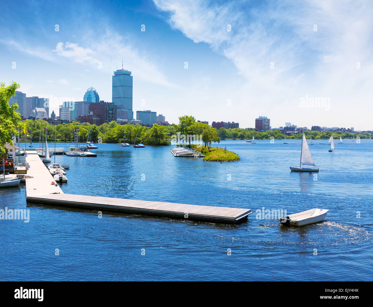 Boston sailboats of Charles River at The Esplanade in Massachusetts USA ...