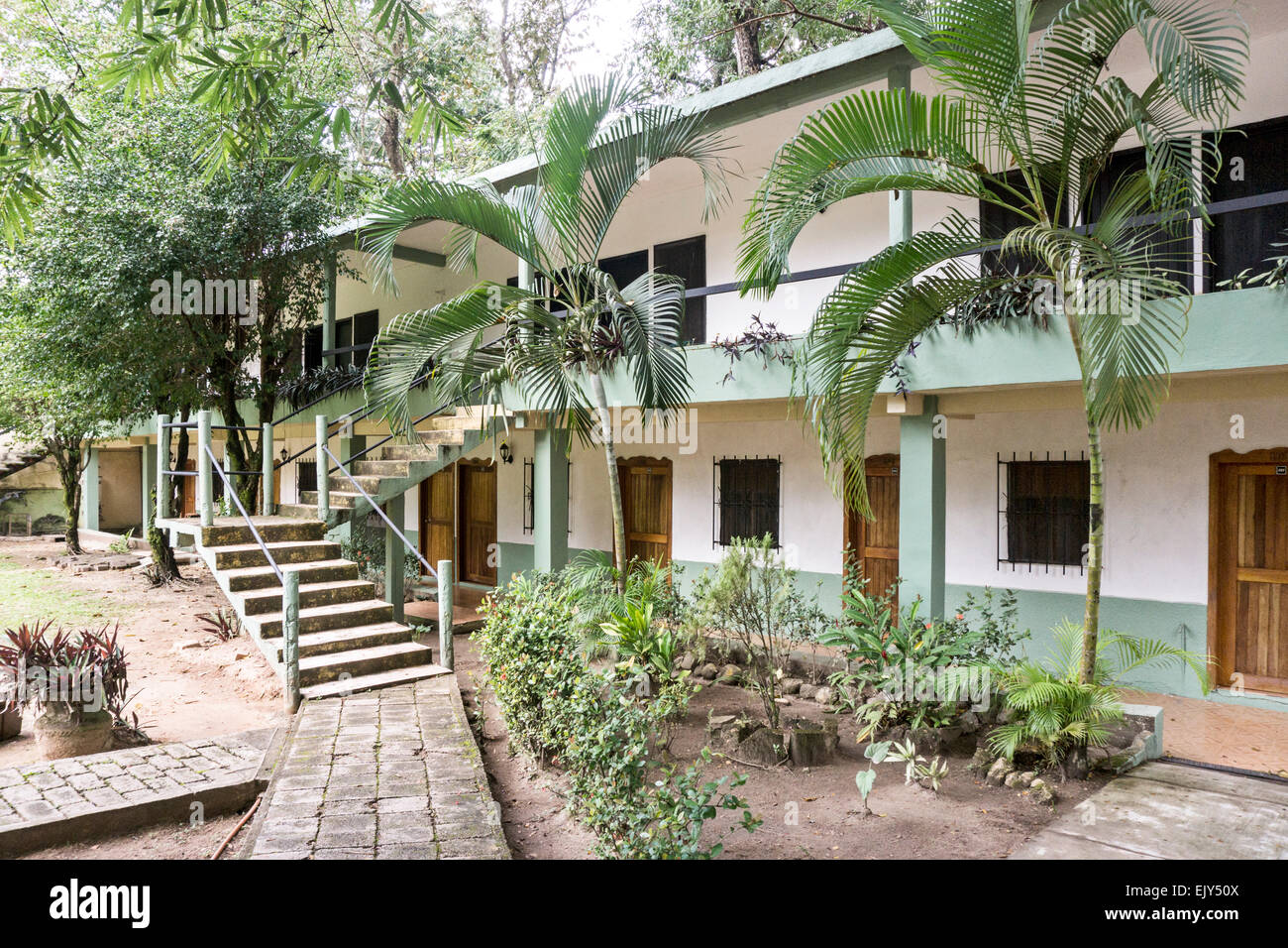 attractive pleasant courtyard of modest shuttered motel in La Canada ...