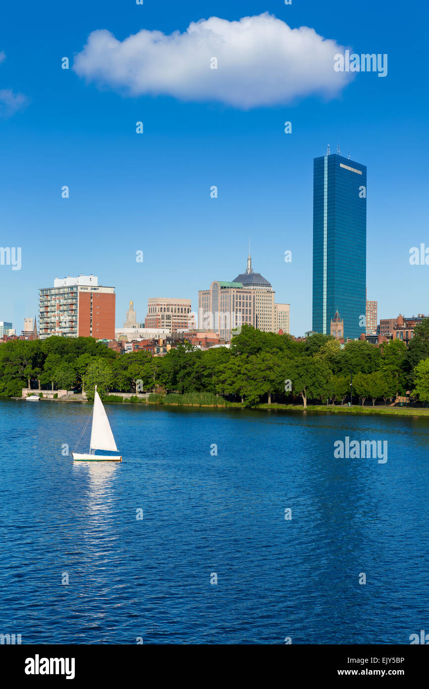 Boston from Harvard Bridge in Charles river at Massachusetts USA Stock ...