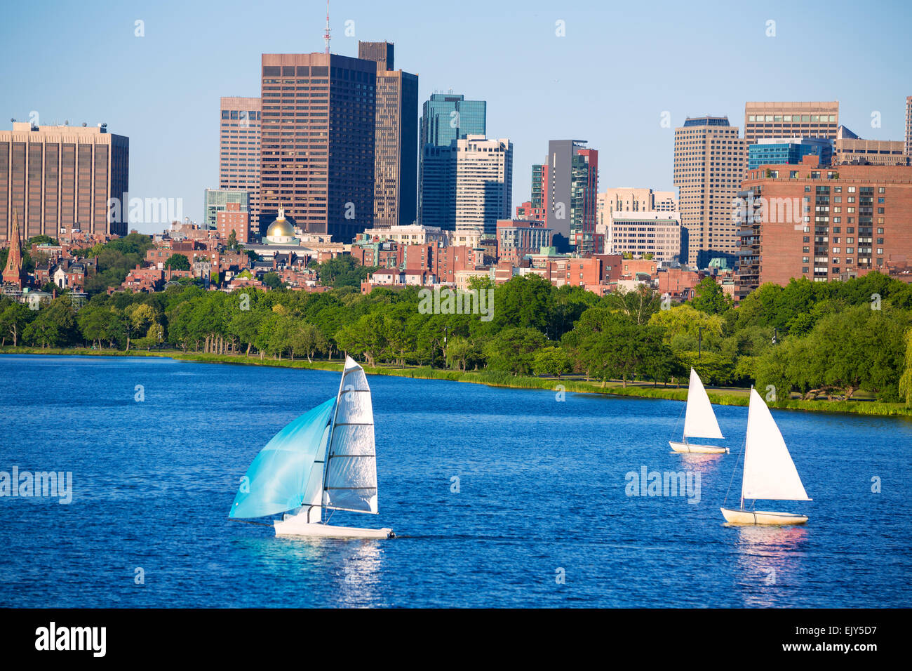 Boston from Harvard Bridge in Charles river at Massachusetts USA Stock ...