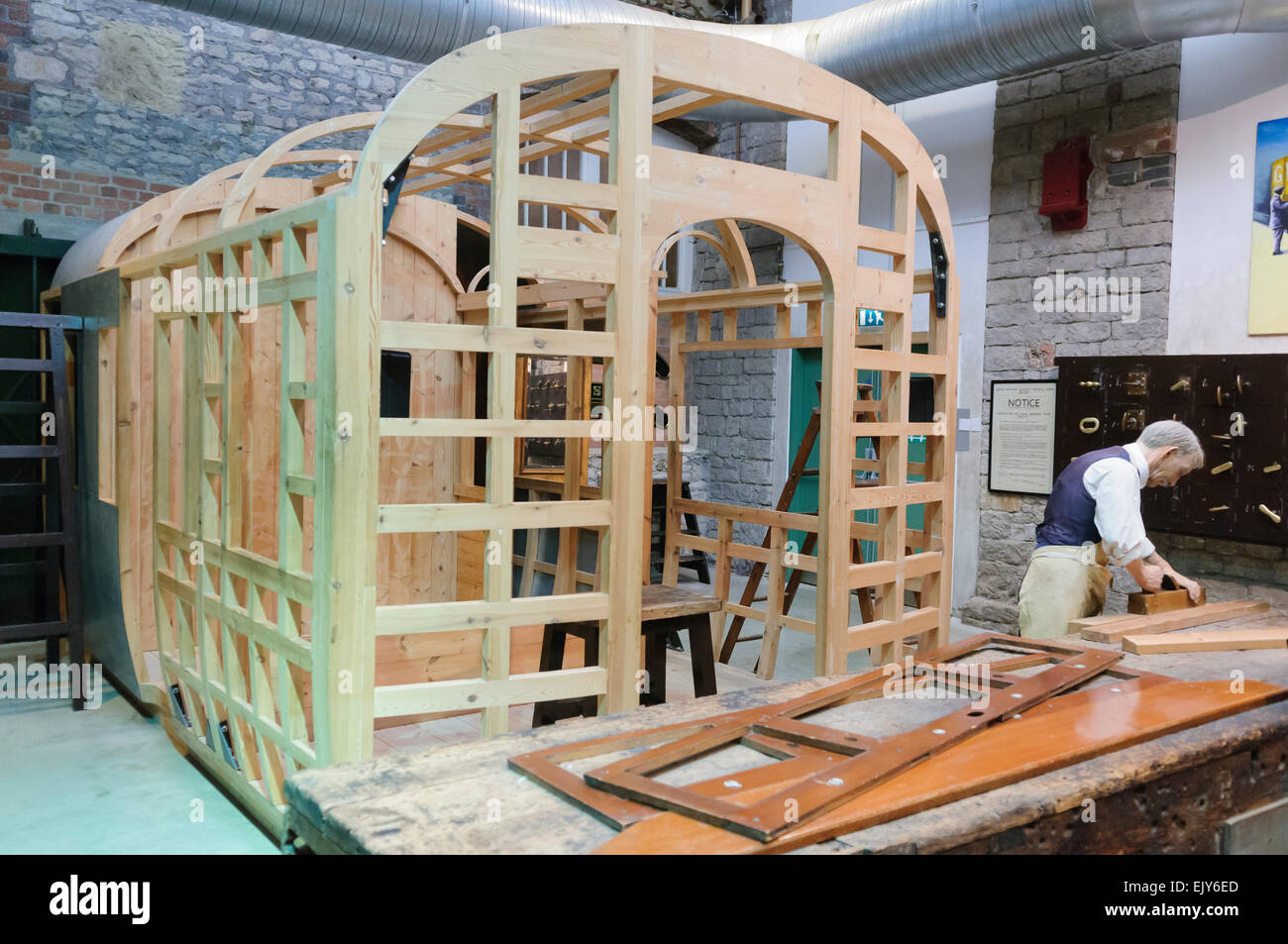 Example of a railway carriage under construction at a museum Stock ...