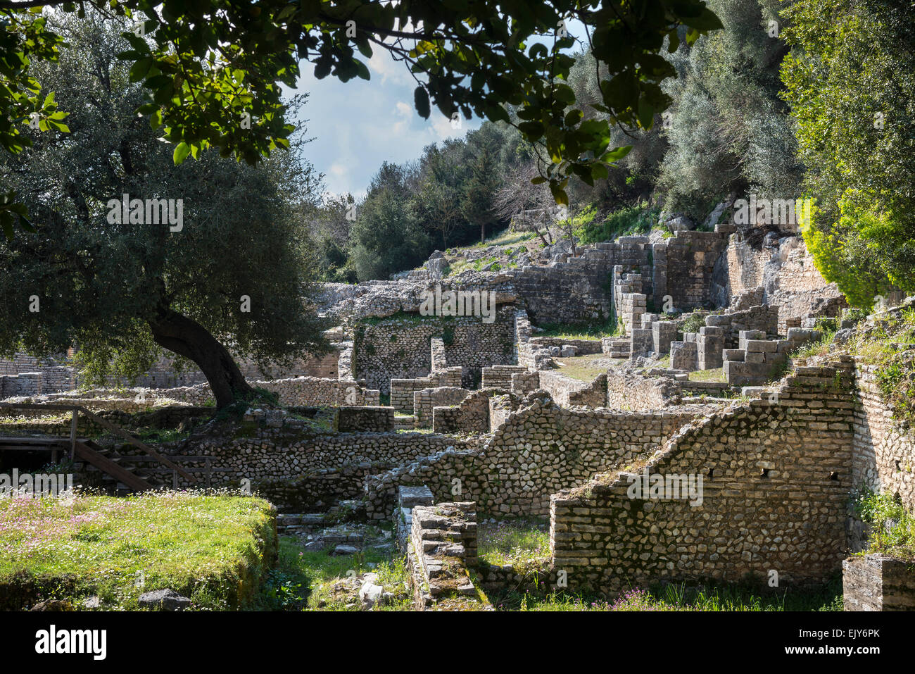 Looking across the Roman ruins at the ancient site of Butrint in ...