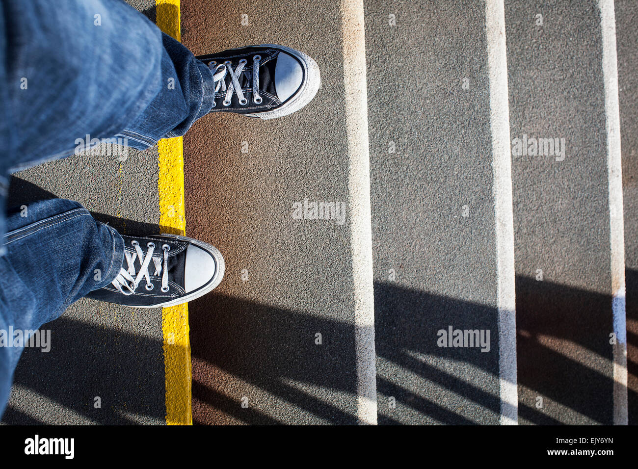 First steps down a flight of stairs Stock Photo - Alamy