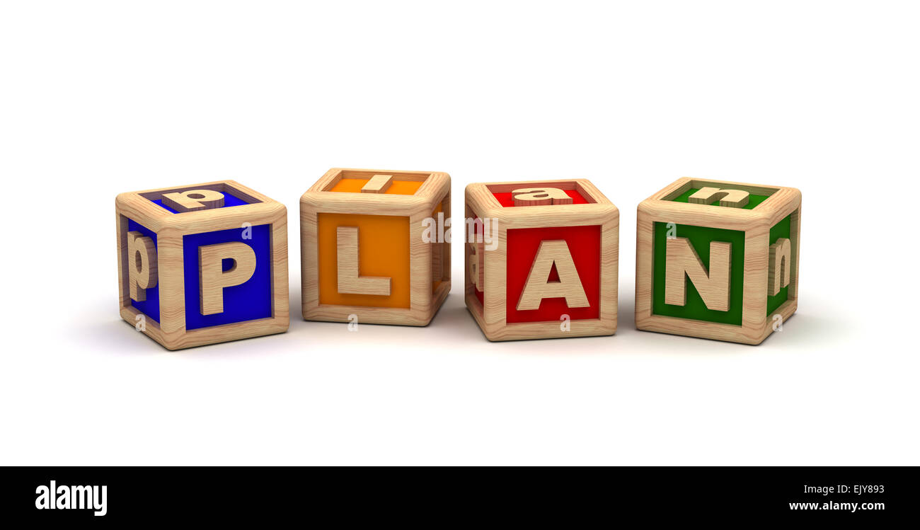 Plan Text Cube Stock Photo - Alamy
