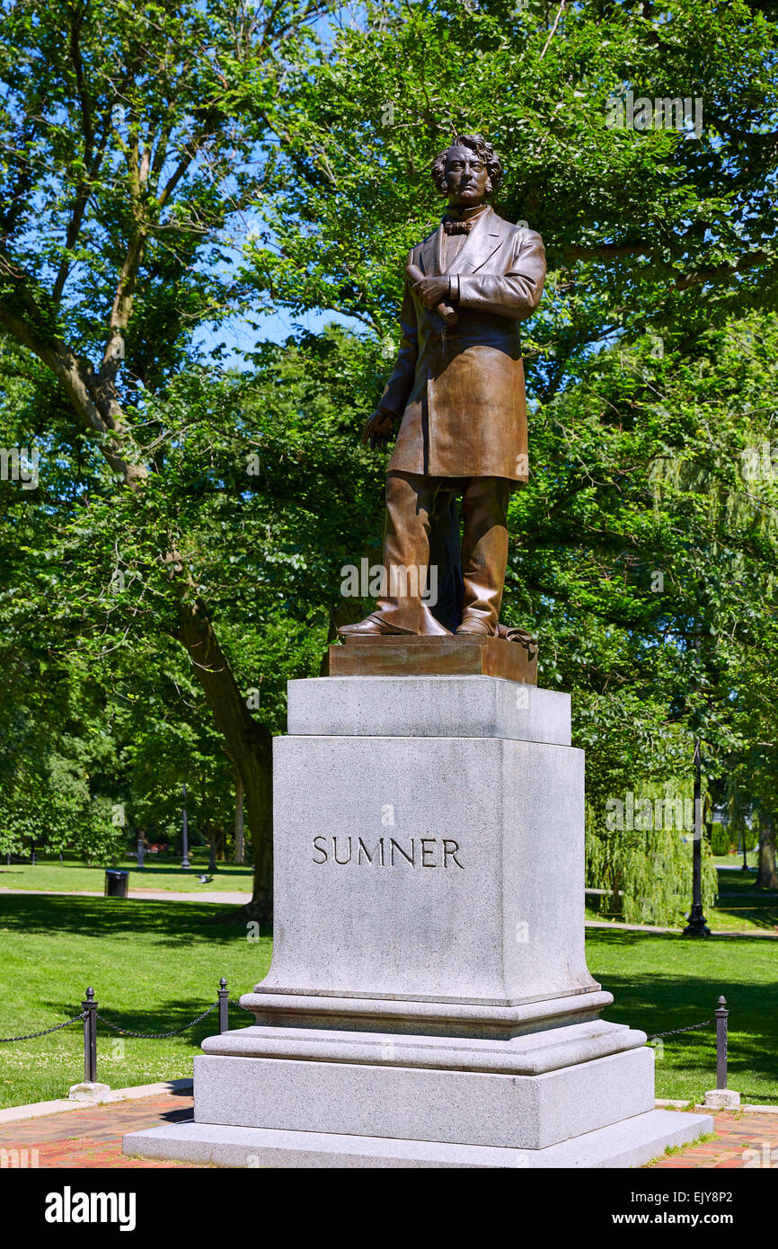 Boston Common Sumner monument in Massachusetts USA Stock Photo - Alamy