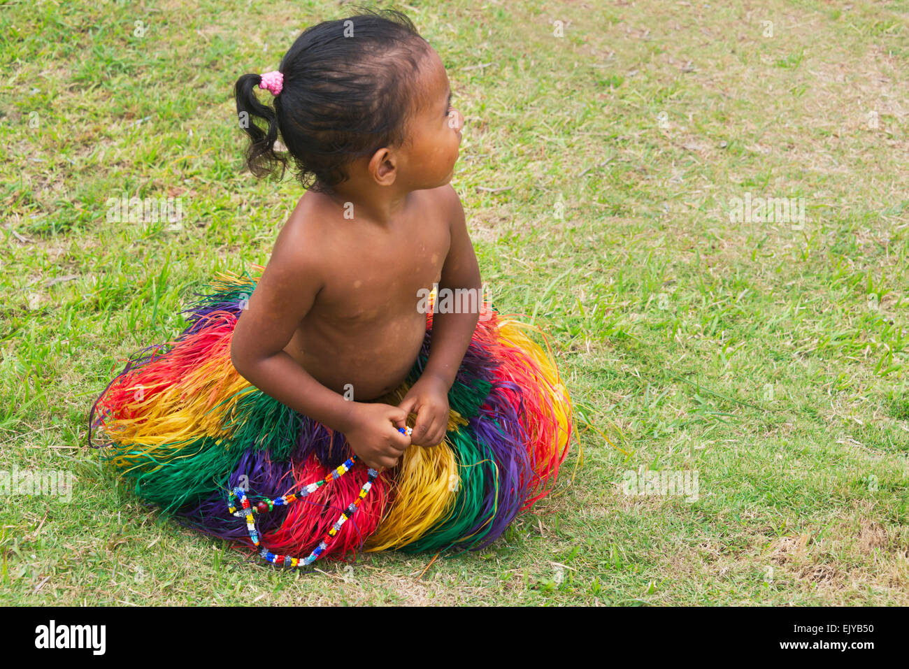 Little Yapese girl in traditional clothing at Yap Day Festival, Yap ...