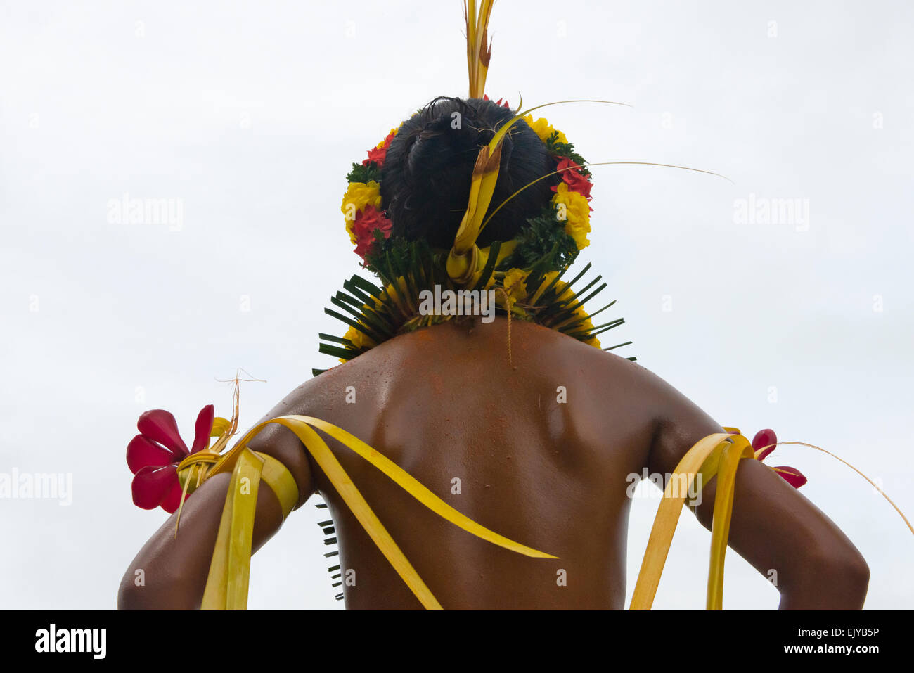 Yapese man in traditional clothing at Yap Day Festival, Yap Island ...