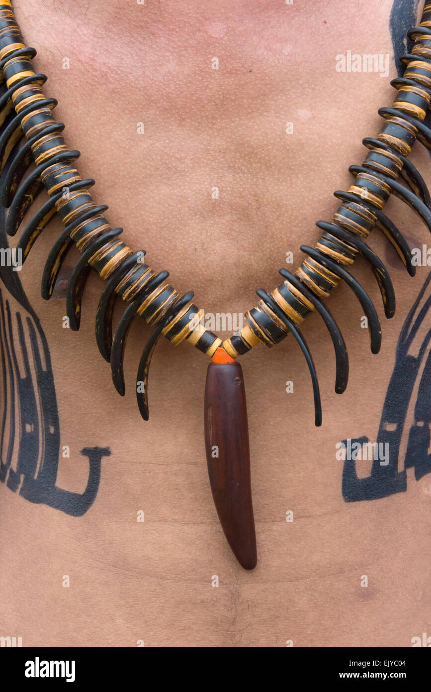 Yapese man with necklace at Yap Day Festival, Yap Island, Federated ...