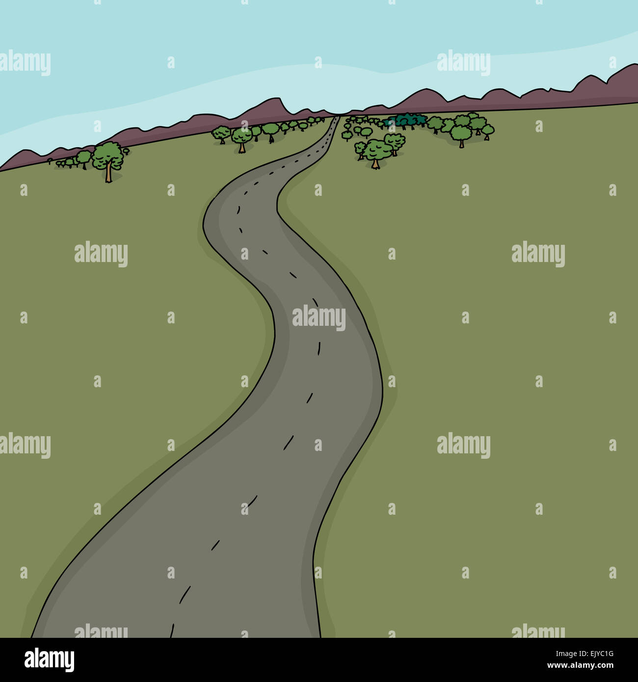 Hand drawn cartoon winding road hi-res stock photography and images - Alamy