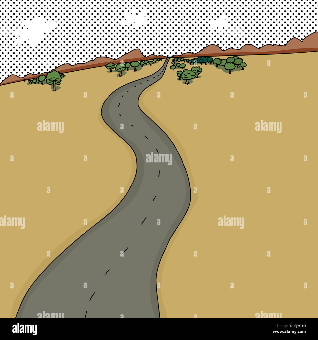 Hand drawn cartoon winding road hi-res stock photography and images - Alamy