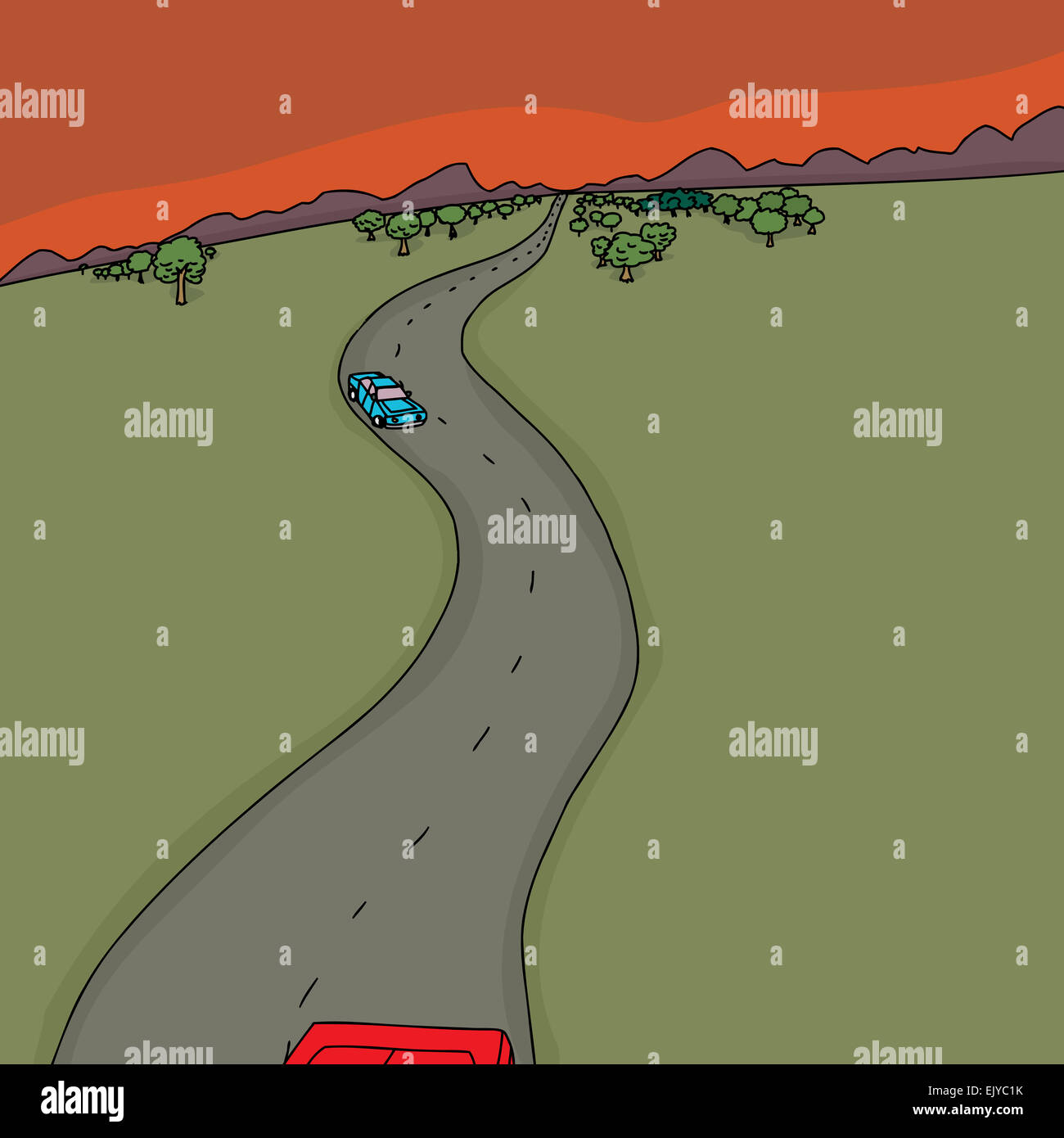 Hand drawn cartoon winding road hi-res stock photography and images - Alamy
