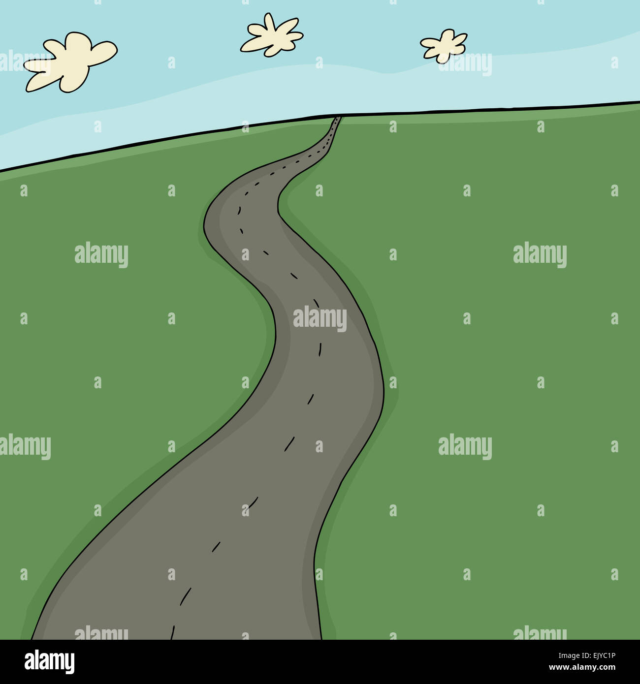 Hand drawn cartoon winding road hi-res stock photography and images - Alamy