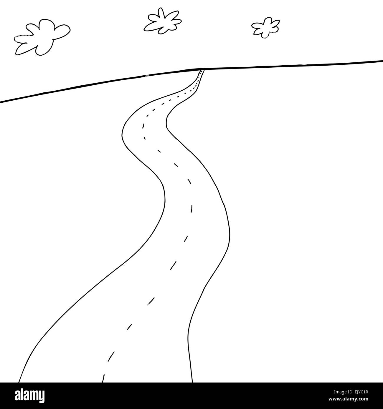 Outline of empty two lane highway toward horizon Stock Photo - Alamy