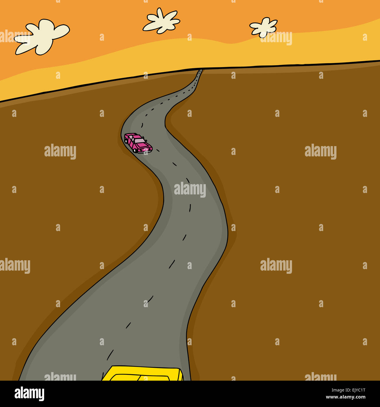 Hand drawn cartoon winding road hi-res stock photography and images - Alamy