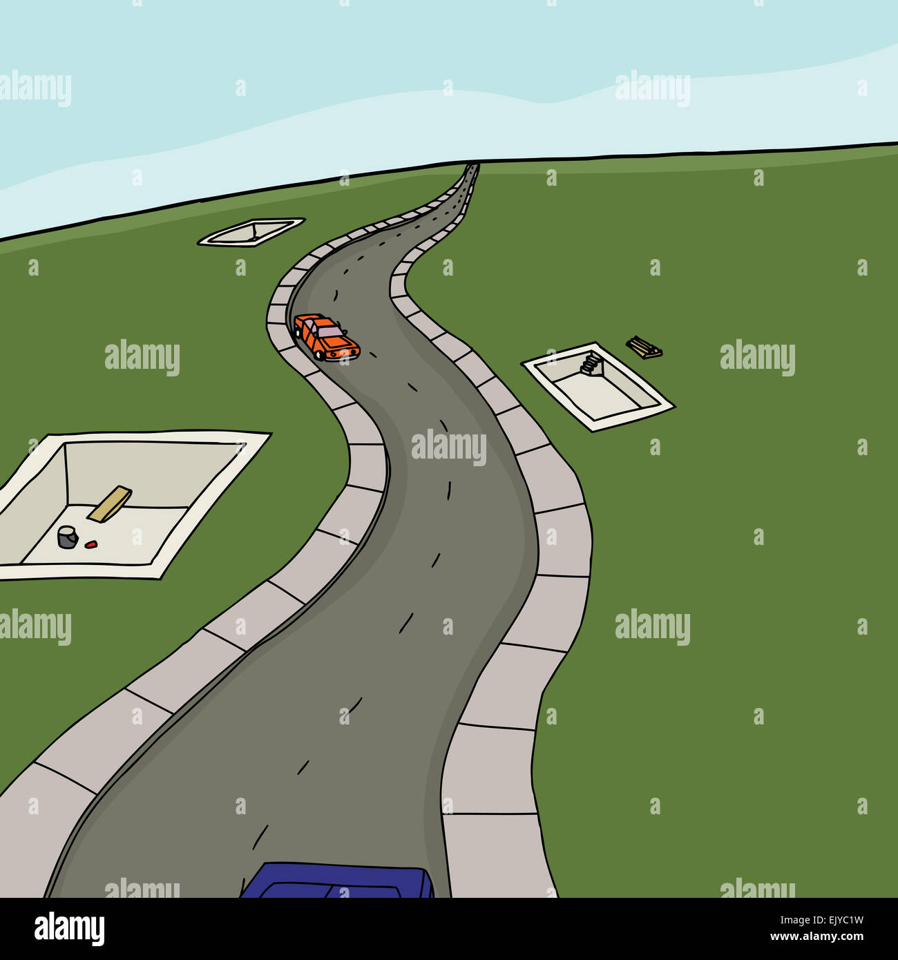 Hand drawn cartoon winding road hi-res stock photography and images - Alamy