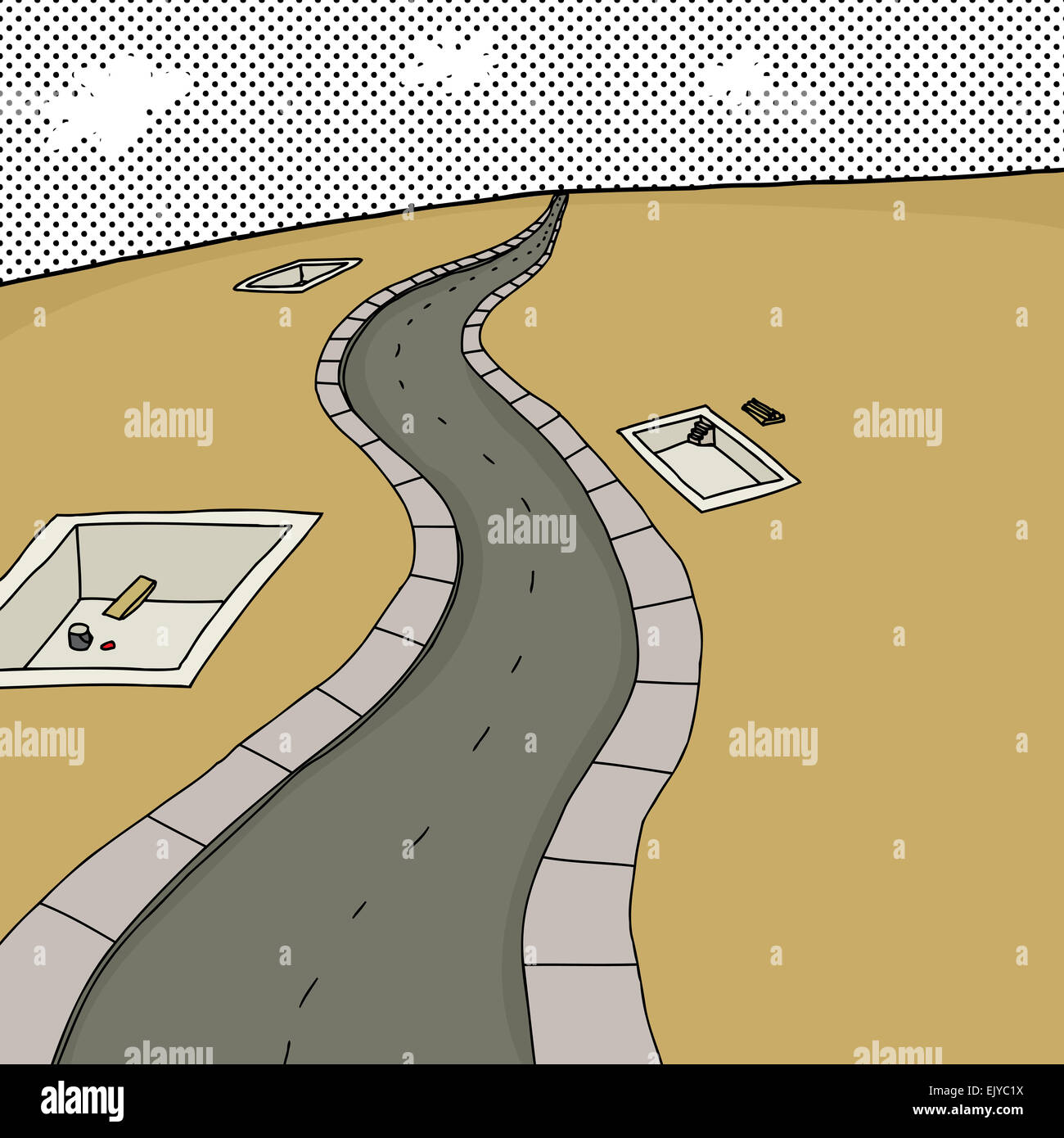 Hand drawn cartoon winding road hi-res stock photography and images - Alamy