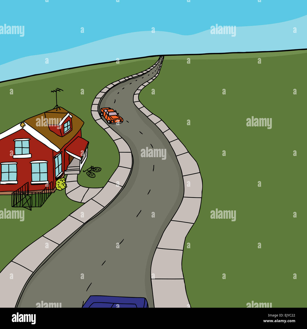 Hand drawn cartoon winding road hi-res stock photography and images - Alamy