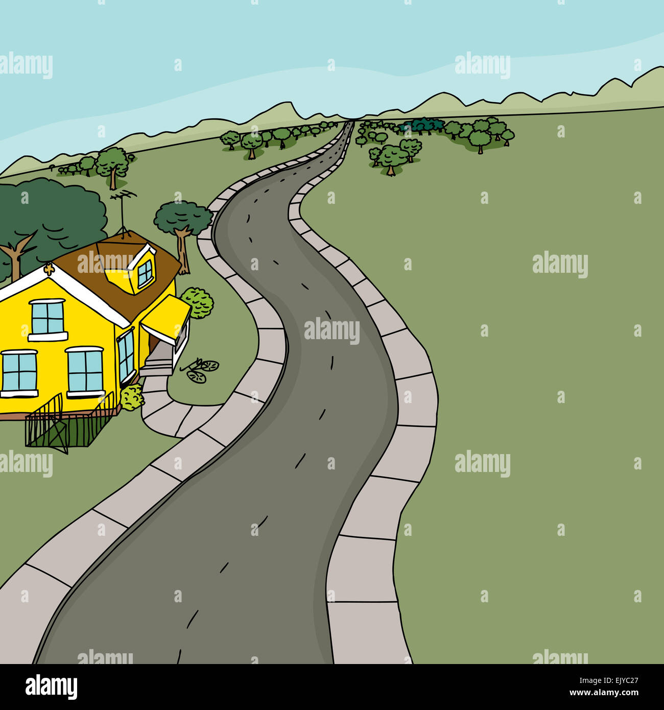 Hand drawn cartoon winding road hi-res stock photography and images - Alamy