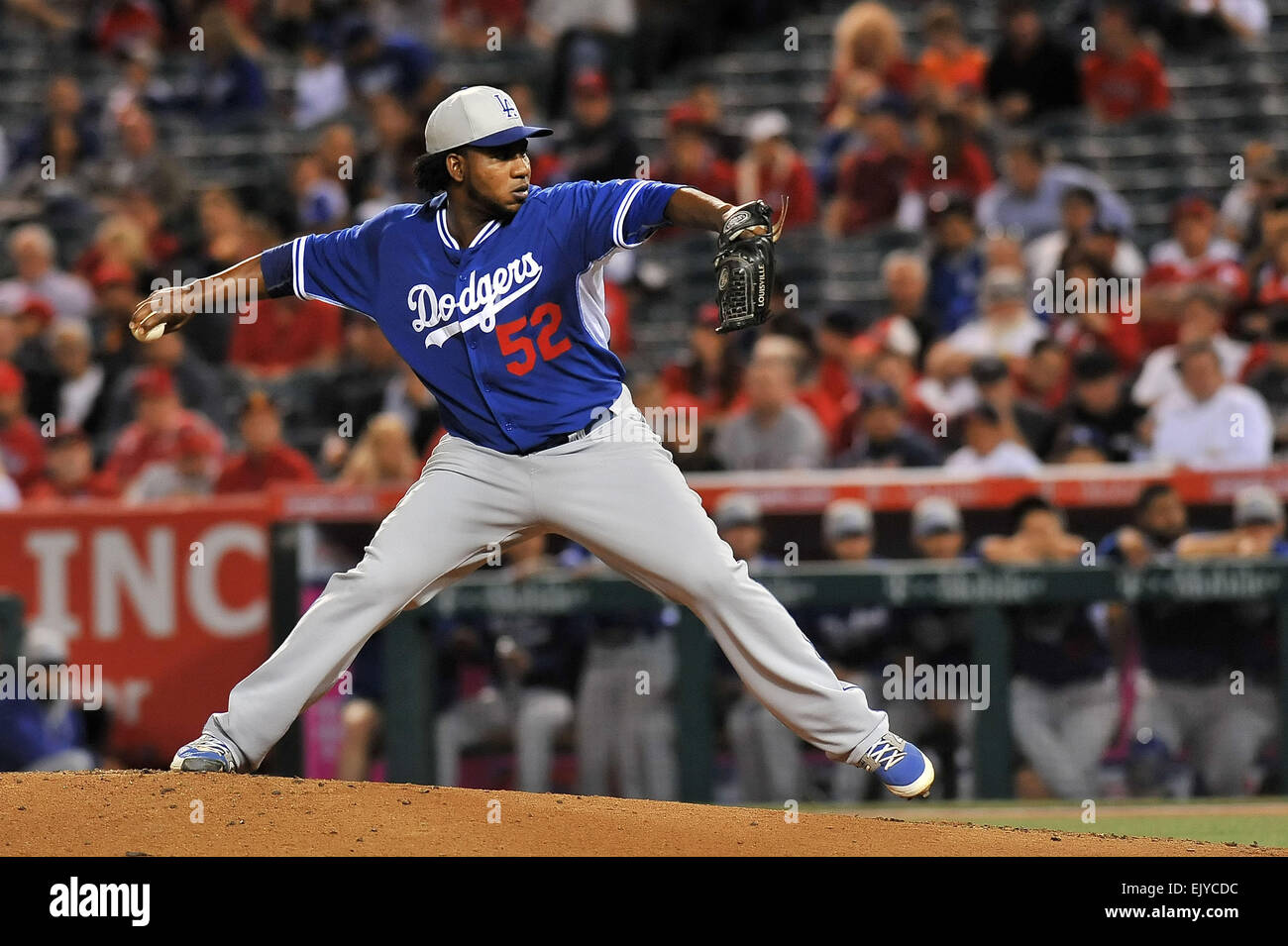 Anaheim, CA, USA. 2nd Apr, 2015. Los Angeles Dodgers relief pitcher ...
