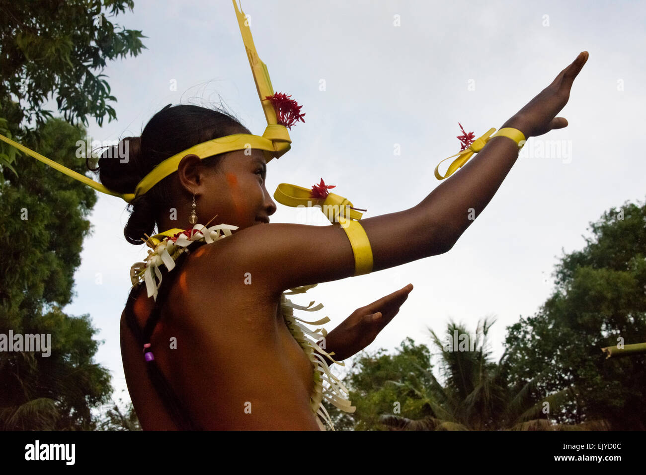Yapese girl in traditional clothing at Yap Day Festival, Yap Island ...