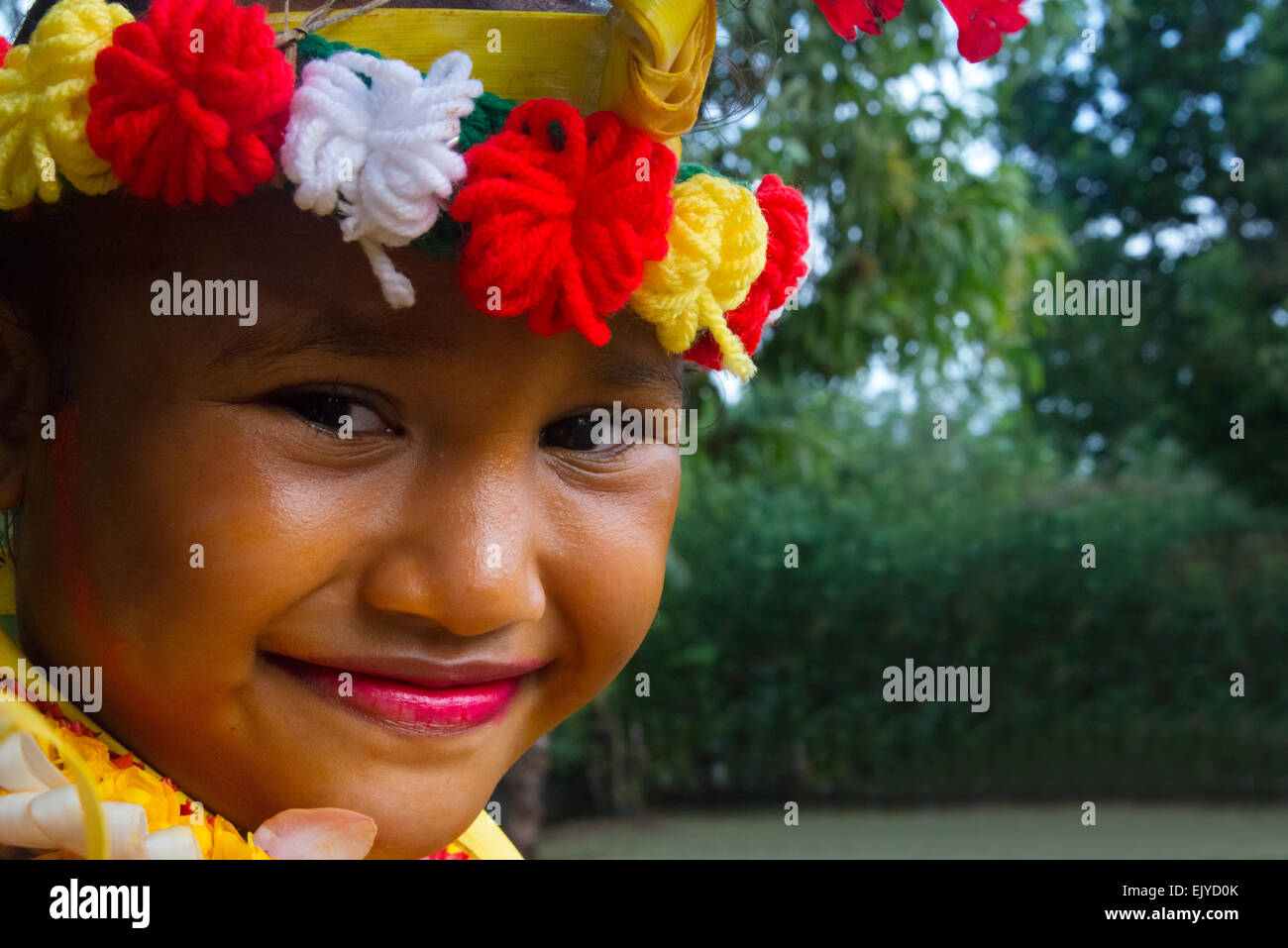 Yapese girl in traditional clothing at Yap Day Festival, Yap Island ...