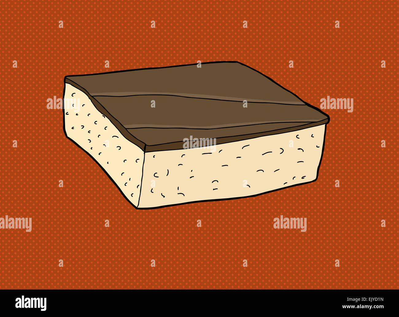 Hand drawn chocolate cake cartoon over brown background Stock Photo - Alamy