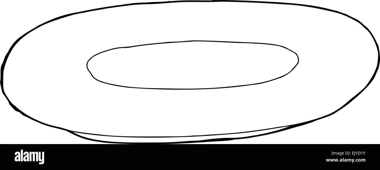 Hand drawn cartoon plate outline over white background Stock Photo - Alamy