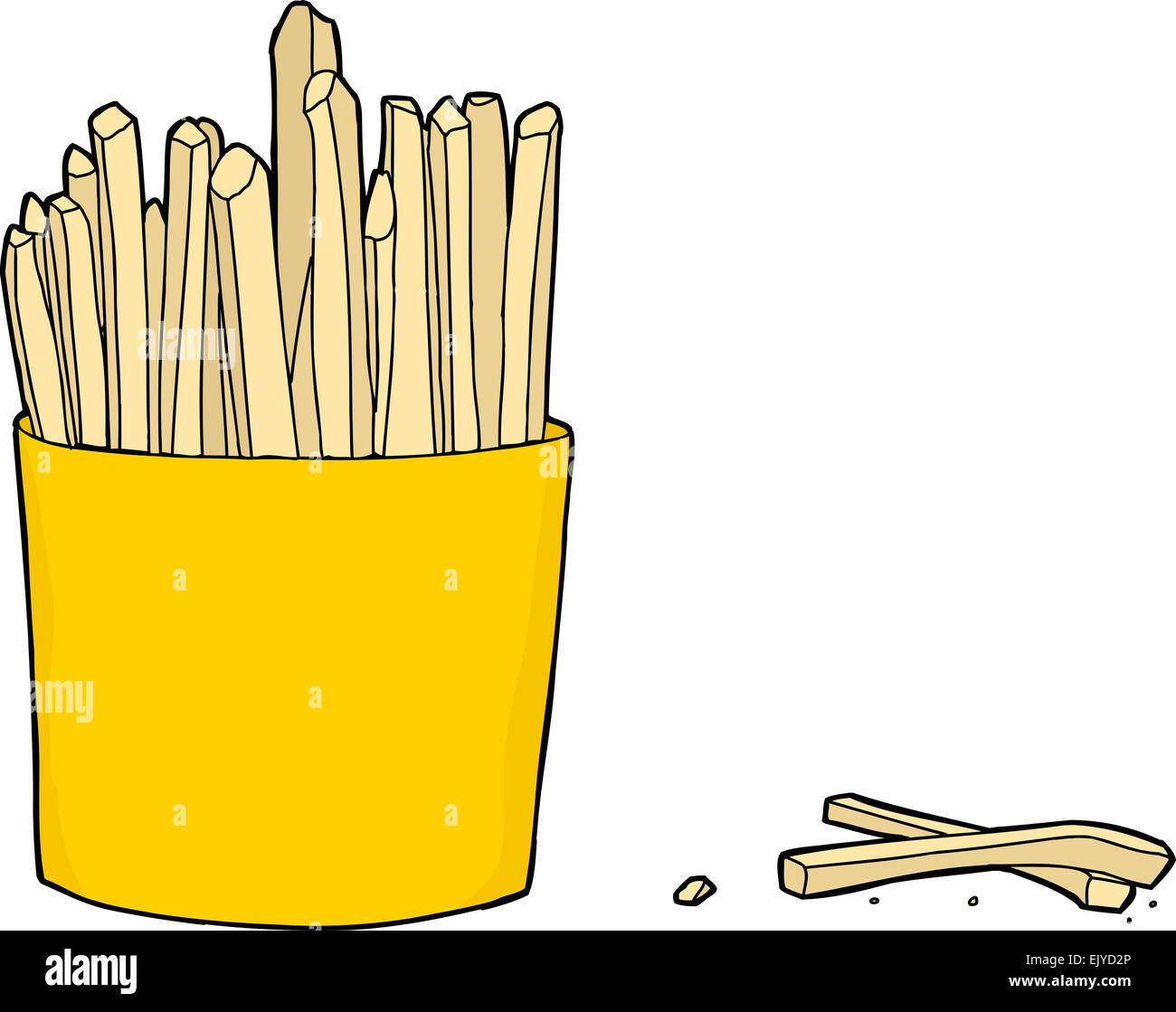 Isolated hand drawn cartoon of french fries in container Stock Photo ...