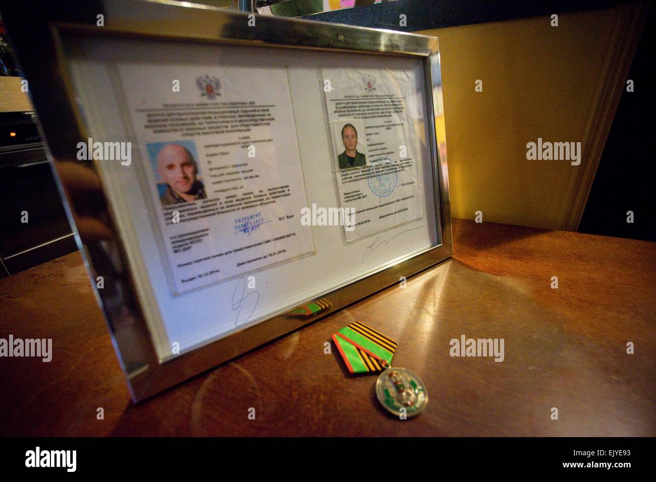 London, England. 02nd Apr, 2015. The press passes of Graham Phillips ...