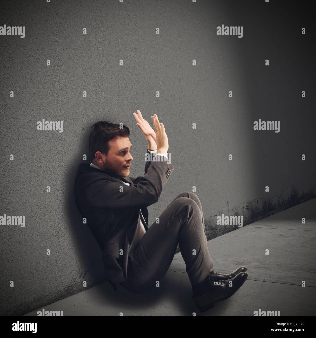 Businessman destroyed afraid Stock Photo - Alamy