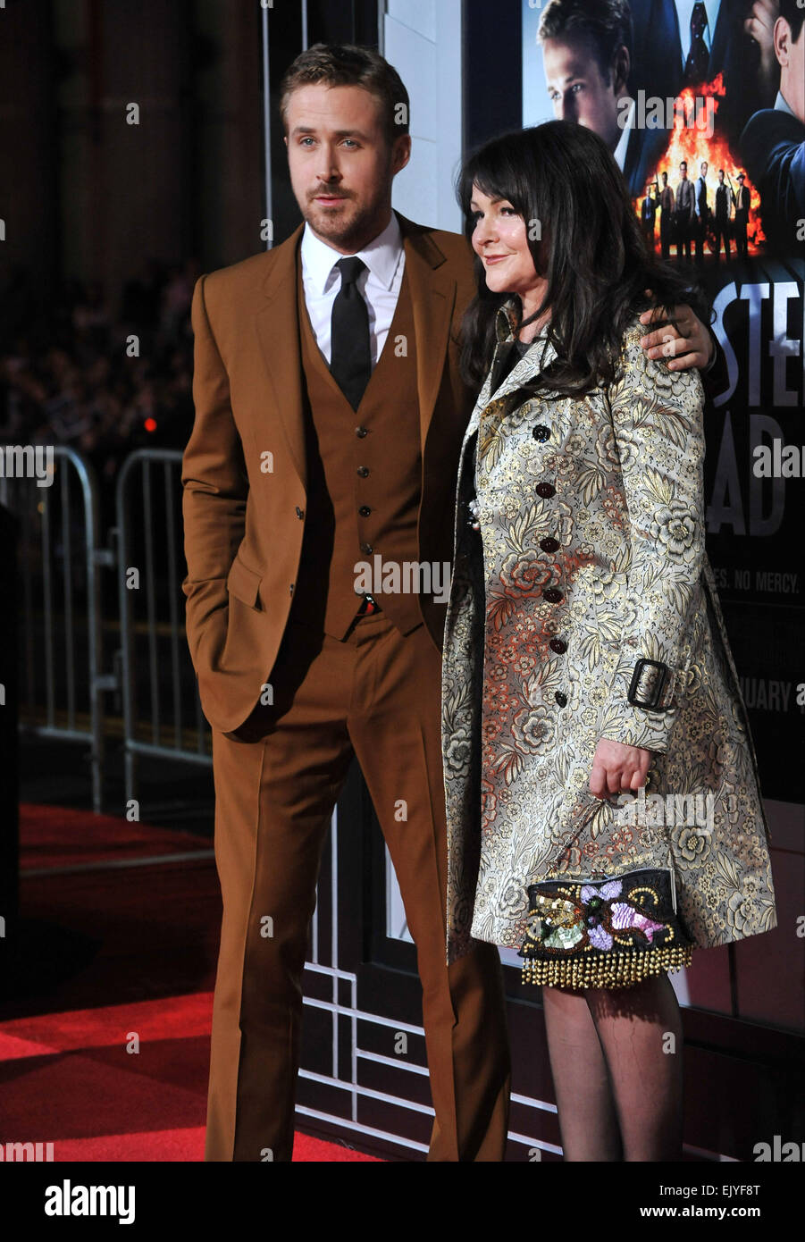 LOS ANGELES, CA - JANUARY 7, 2013: Ryan Gosling & mother Donna at the ...