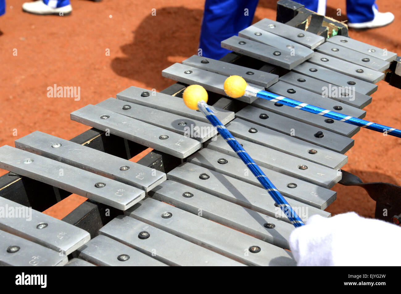 detailed of percusion on the drumband instrument Stock Photo - Alamy