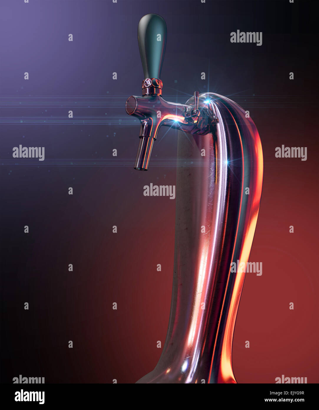 A regular chrome draught beer tap on an isolated dark background Stock ...