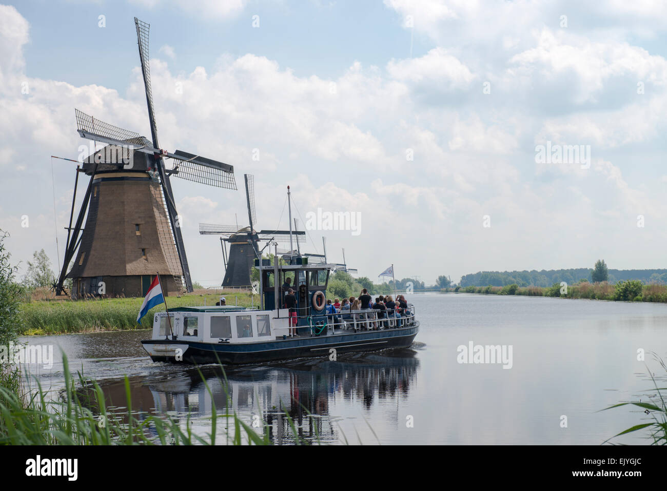 Authentic Dutch windmills at Kinderdijk, The Netherlands Stock Photo ...