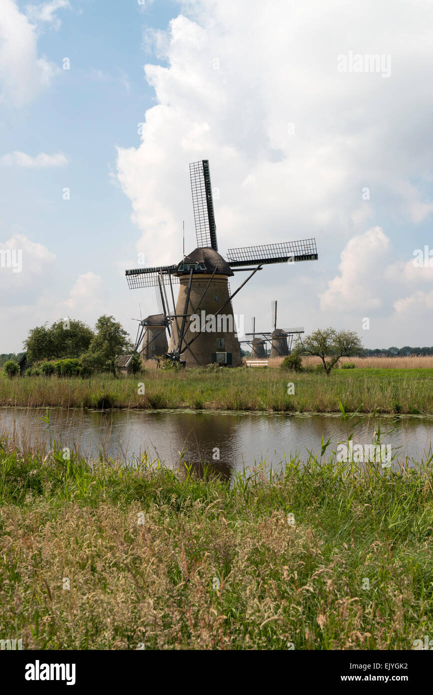 Authentic Dutch windmills at Kinderdijk, The Netherlands Stock Photo ...