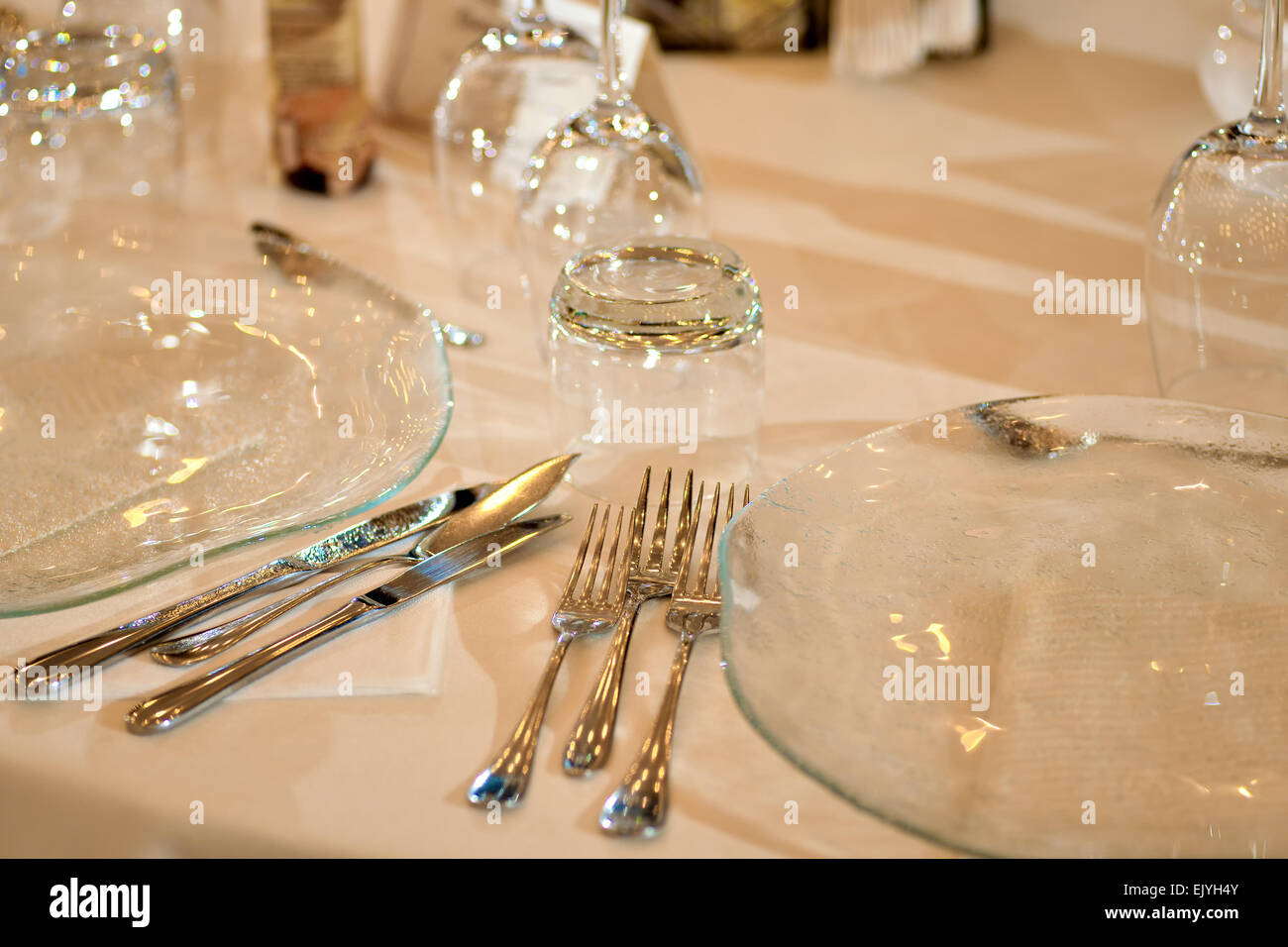Crystal glasses on the table Stock Photo - Alamy