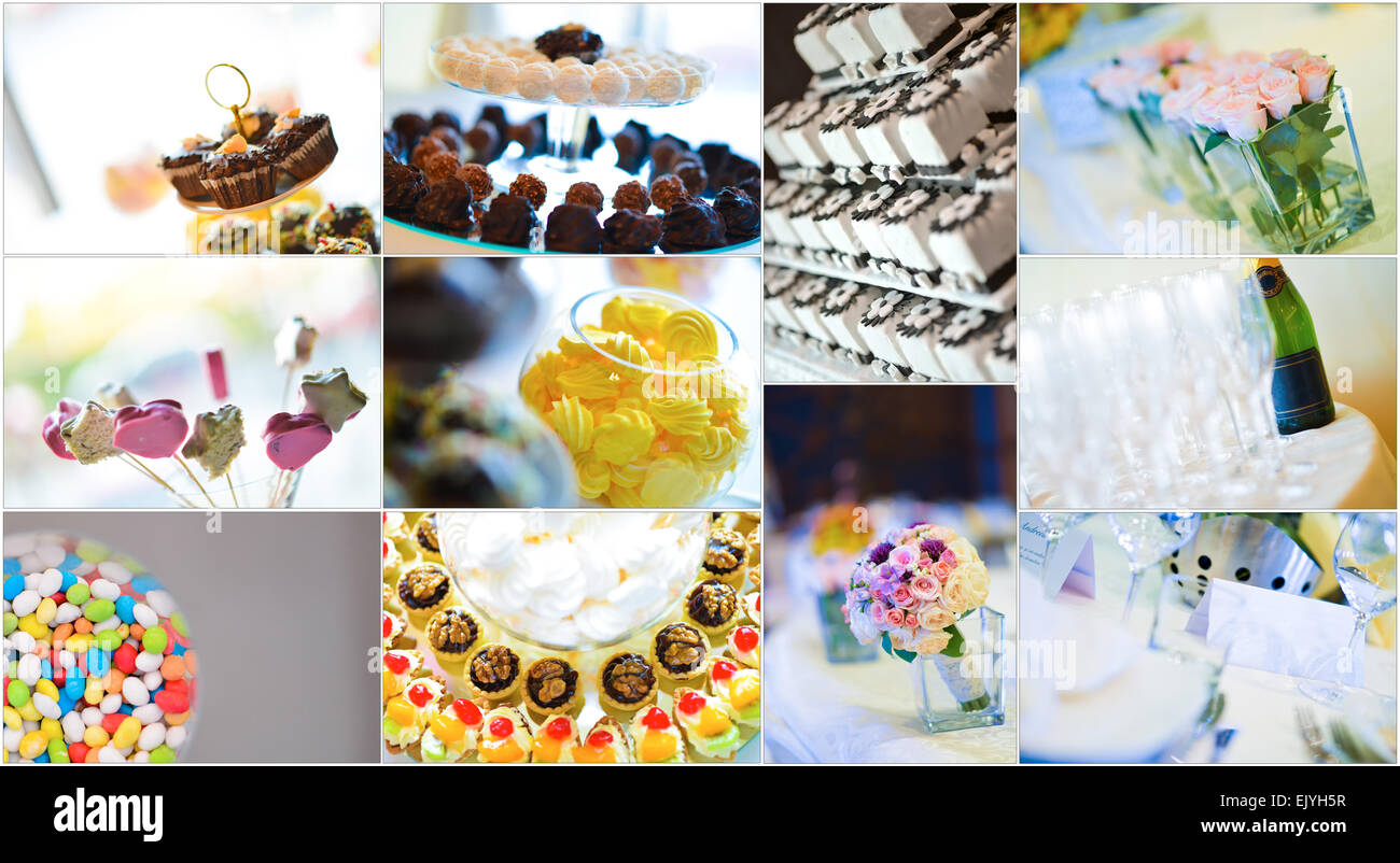 Wedding sweets collage Stock Photo - Alamy