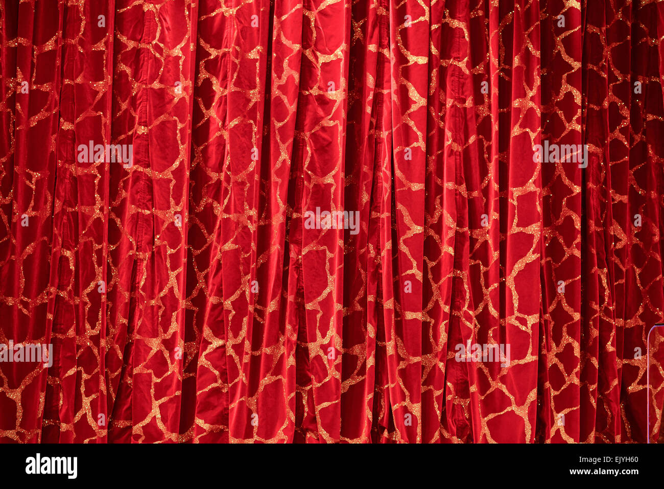 Red curtain with white pattern Stock Photo - Alamy
