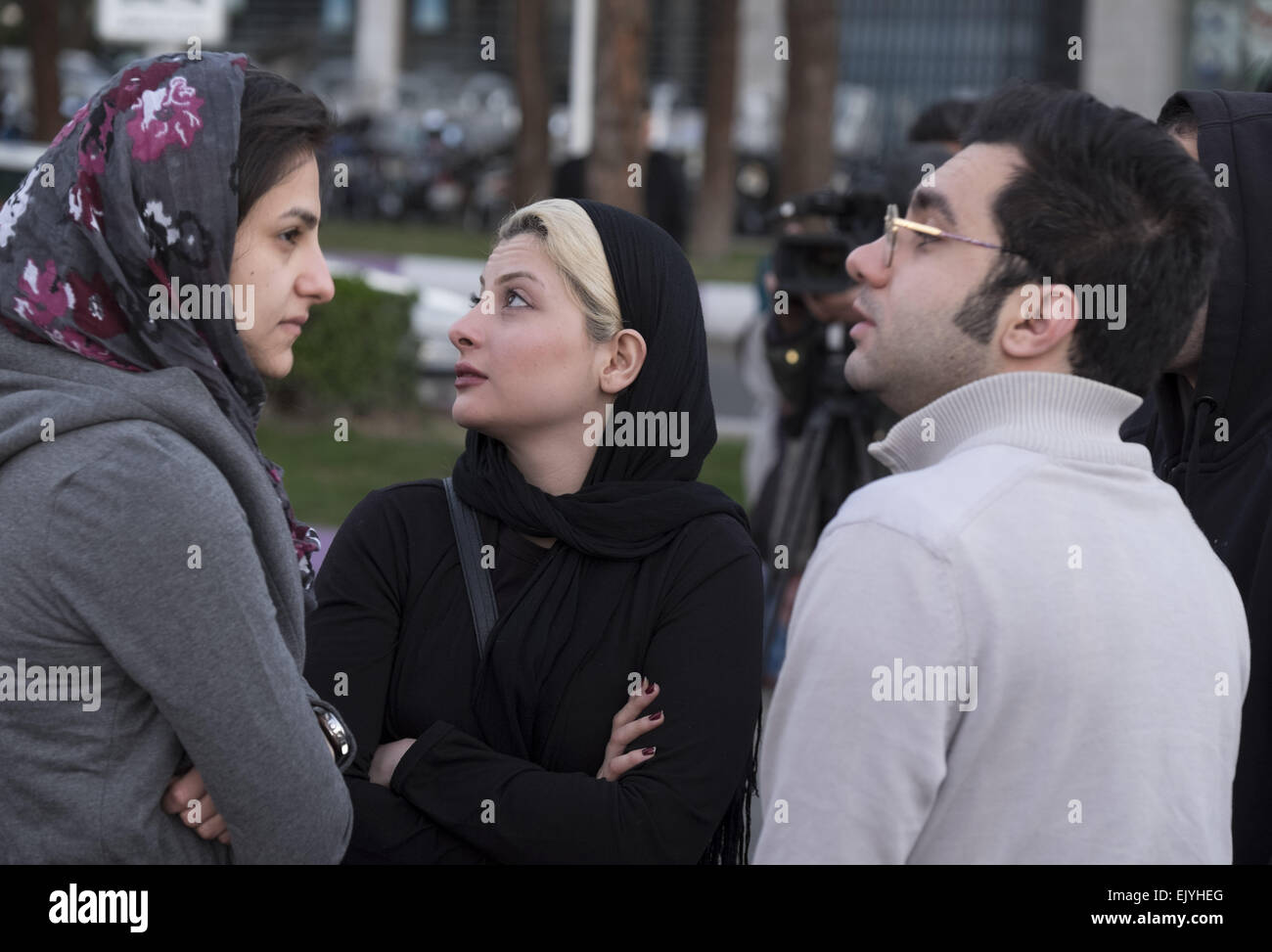 Tehran, Iran. 3rd Apr, 2015. Iranian youth attend an arrival ceremony ...