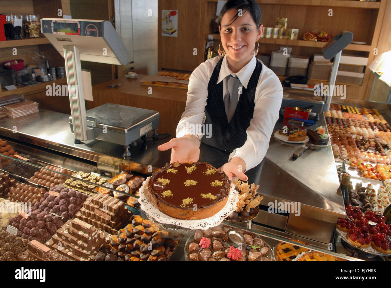Odone pastry in Turin (Piedmont, Italy), typical chocolate candies ...