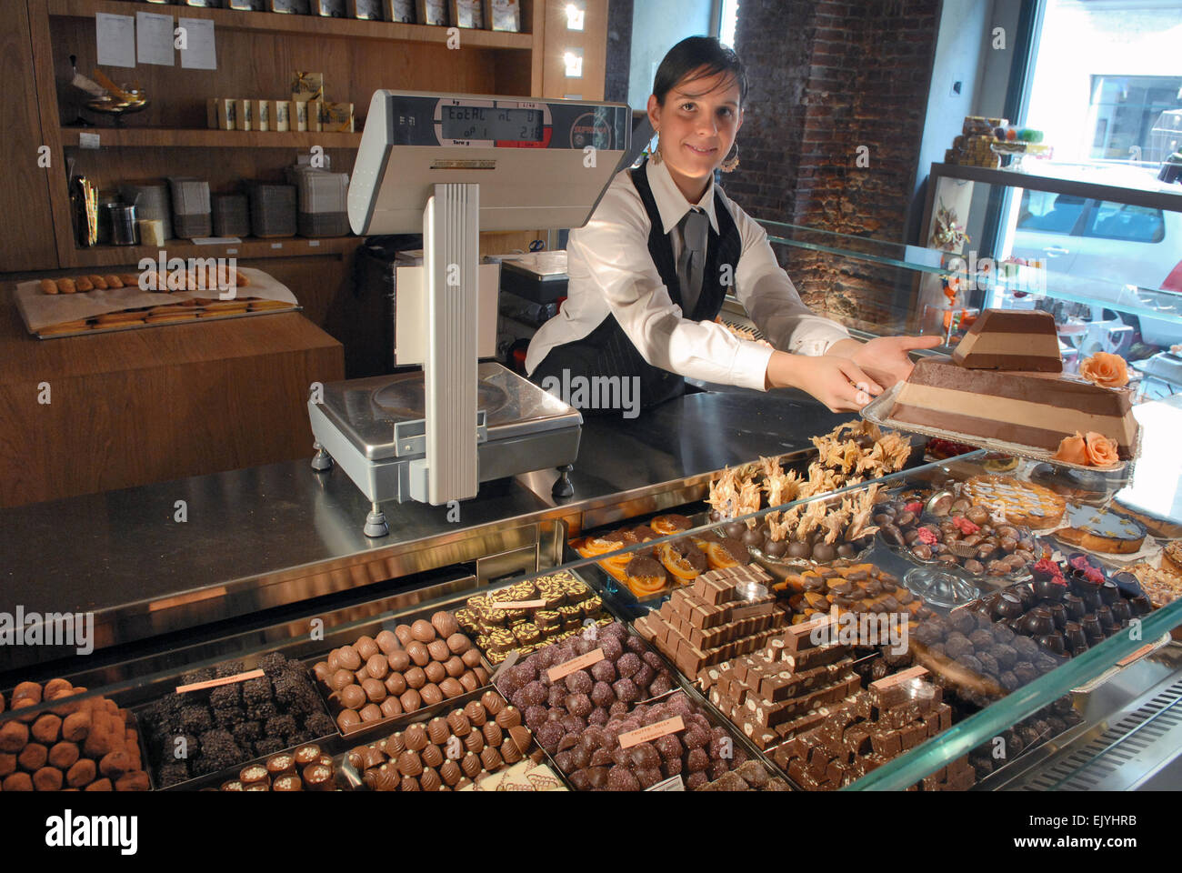 Odone pastry in Turin (Piedmont, Italy), typical chocolate candies ...