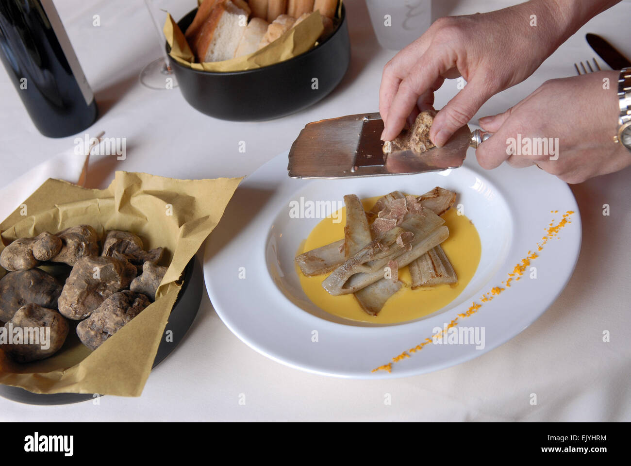 Guido restaurant in Pollenzo (Cuneo, Piedmont, Italy), grate of white ...