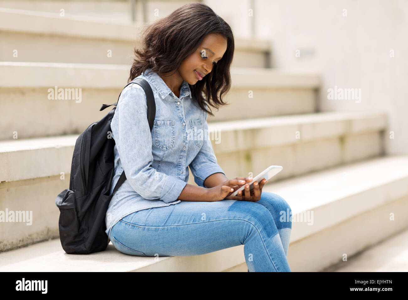 beautiful young college student using smart phone on campus Stock Photo ... beautiful young college student using smart phone on campus Stock Photo ...