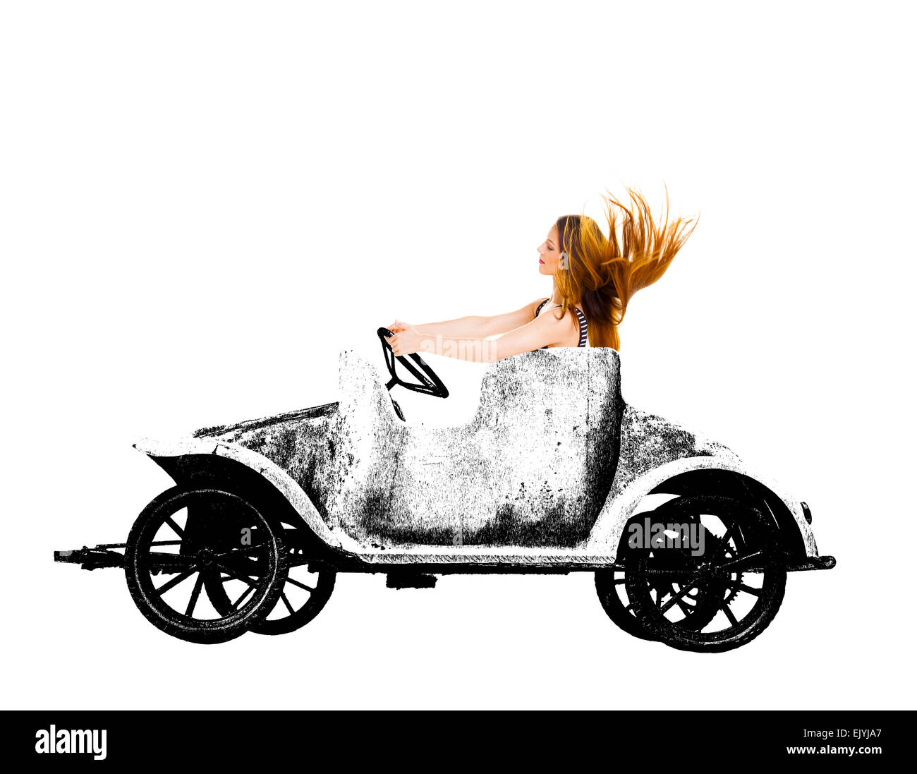 Woman and vintage car Cut Out Stock Images & Pictures - Alamy
