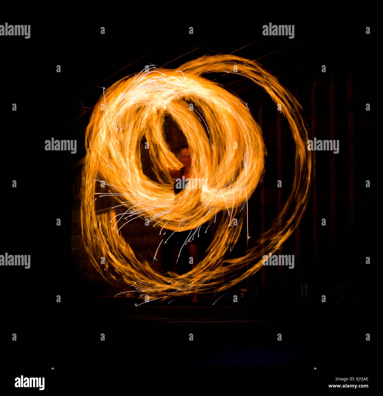 Fire Show Flaming Trails Stock Photo - Alamy