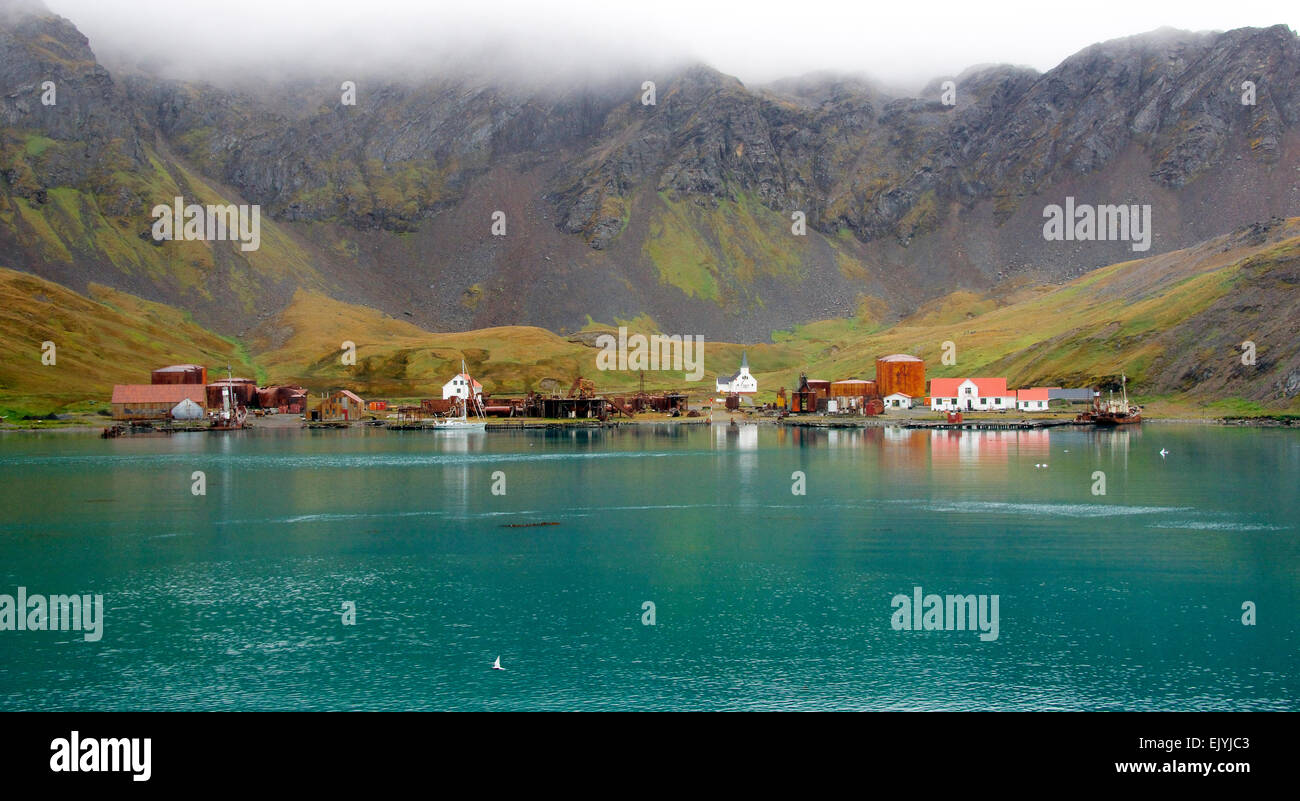 Grytviken old whaling station and now capital of South Georgia Stock ...