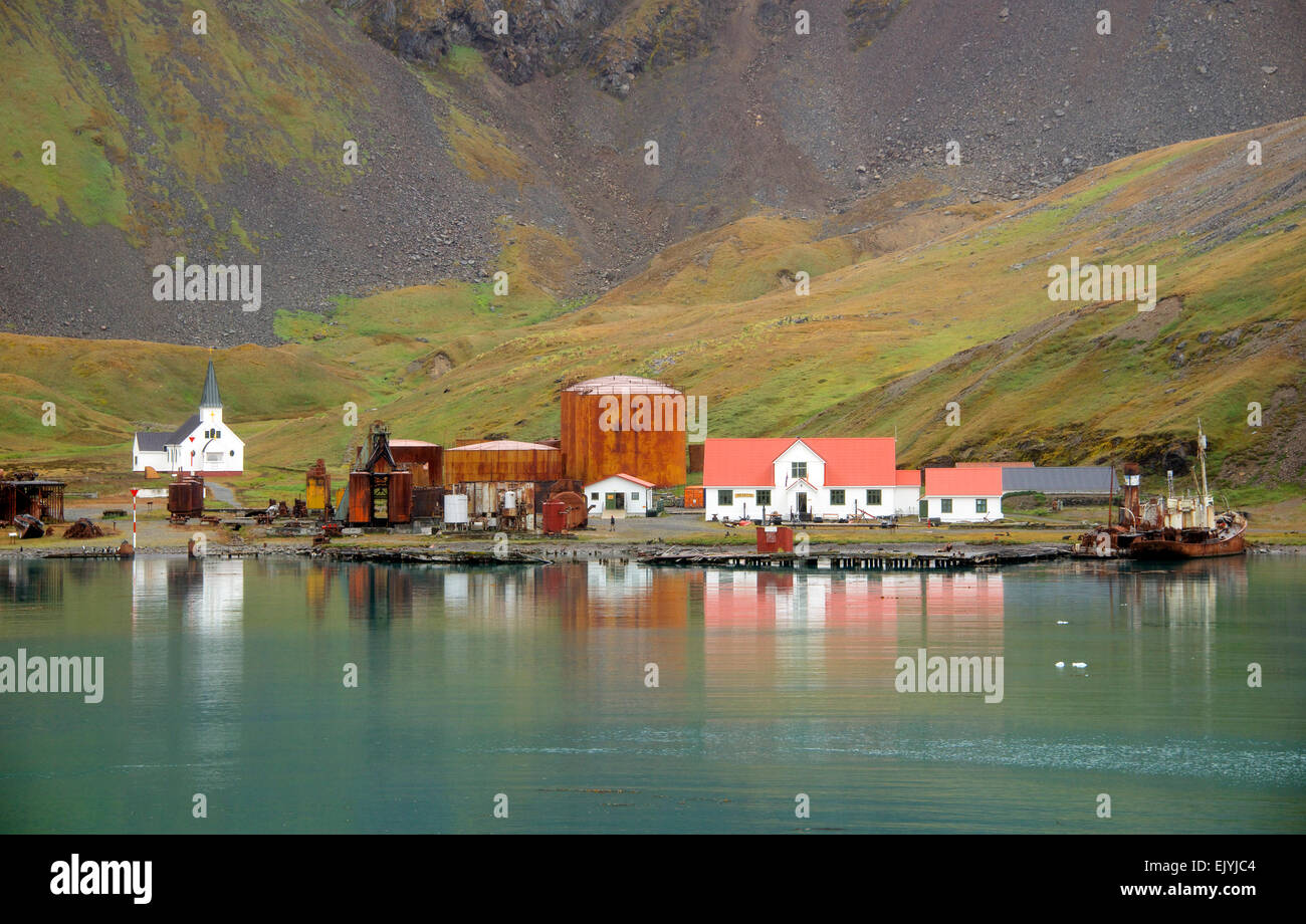 Grytviken old whaling station and now capital of South Georgia Stock ...